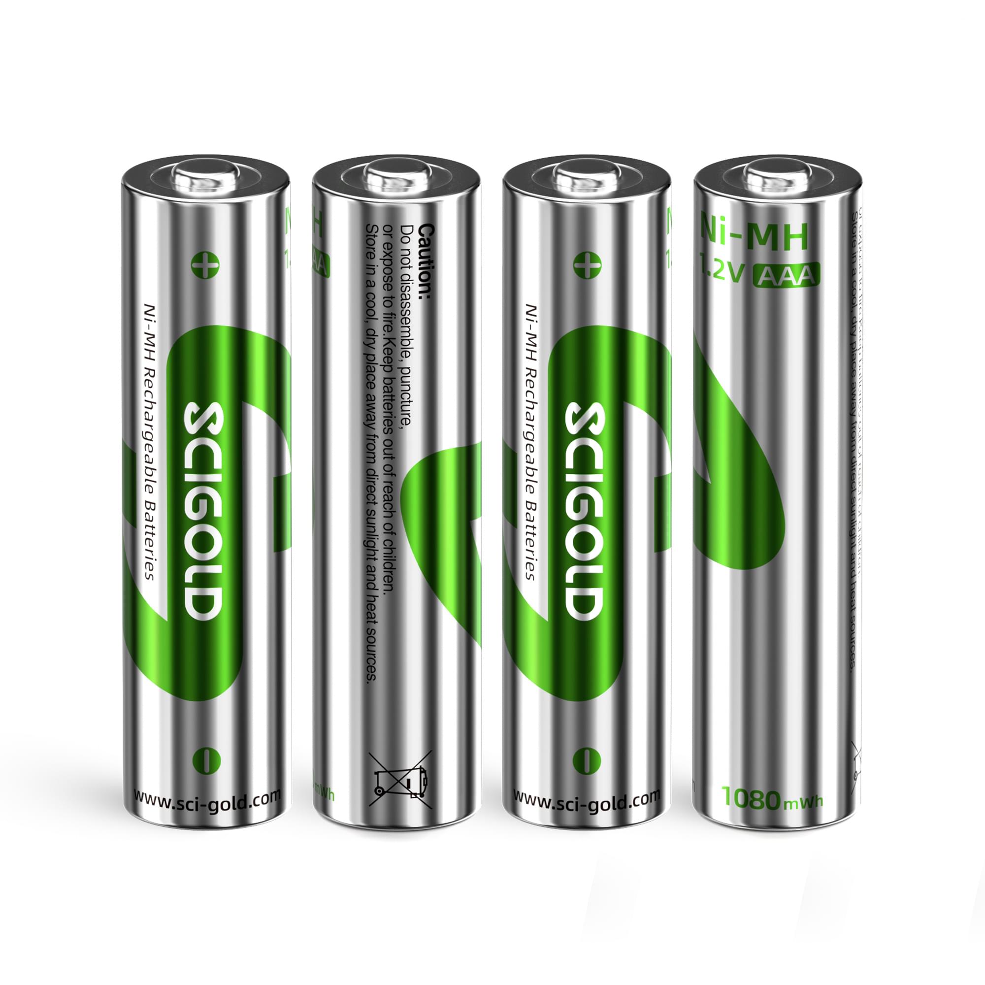4pcs Ni-MH AAA Rechargeable Batteries 1080mWh Constant - Scigold Batteries